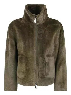 BETTA CORRADI Reversible Zip-up Jacket With Faux-fur Panels - Brown