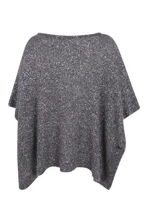 D.exterior Embellished Knitted Poncho - Grey