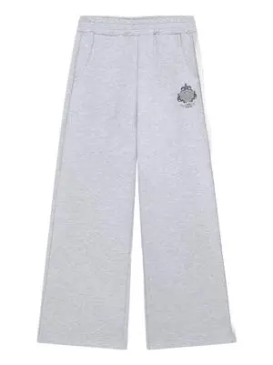 MSGM Logo Print Wide Leg Track Pants - Grey