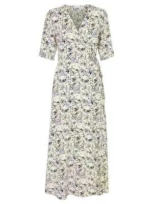 MINIMUM MINIMUM Floral Print V-neck Short Sleeve Wrap Maxi Dress