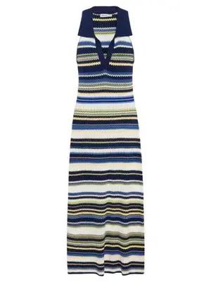 Simkhai Kerrin Chevron-knit Midi Dress - Blue