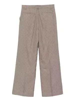 P.a.r.o.s.h Houndstooth Crystal Embellished Wide Leg Trousers - Neutrals