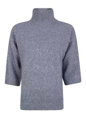 Seventy Sequin-embellished High-neck Sweater - Grey