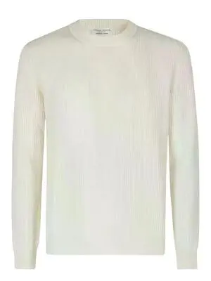 ROBERTO COLLINA Ribbed Knit Crew Neck Long Sleeve Sweater - Neutrals