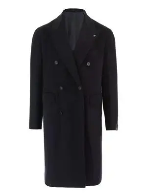 Tagliatore Double-breasted Peak-lapel Coat - Blue
