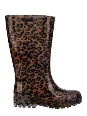 Melissa Melissa Leopard Print Glossy Finish Boots Brown