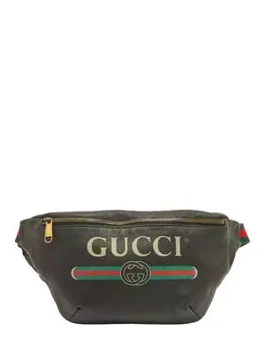 Gucci Logo Print Web Detail Belt Bag - Black