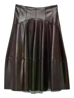Liu Jo Panelled Pleated Midi Skirt - Brown