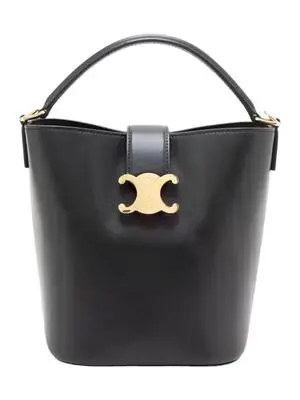 Celine Smooth Calfskin Louise Bucket Bag Satchel - Black
