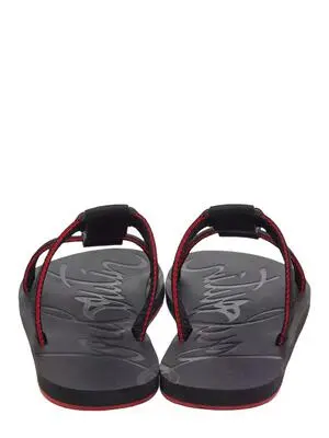 CHRISTIAN LOUBOUTIN Flat Logo Strap Sandals - Black