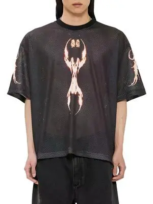 44 LABEL GROUP Graphic Print Mesh T-shirt - Black