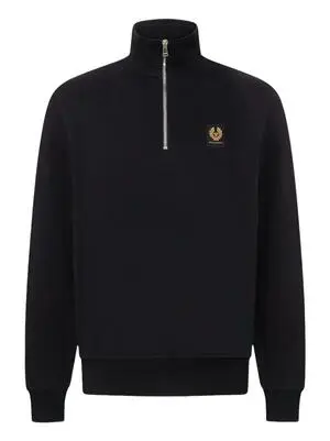 Belstaff Quarter-zip Logo Patch Sweater - Black