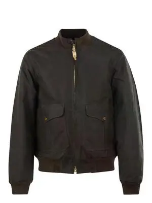 CECCARELLI Waxed-cotton Bomber Jacket - Brown