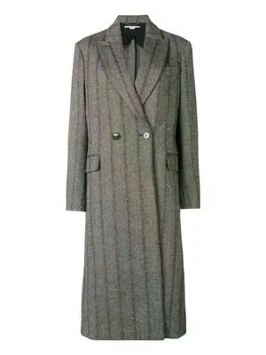 Stella McCartney Striped Double Breasted Coat - Grey