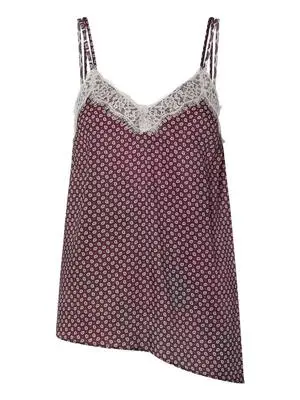 Liu Jo LIU JO Lace-Trim Asymmetric Top Purple