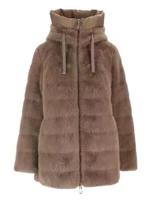 DUNO Faux Fur Hooded Coat - Brown