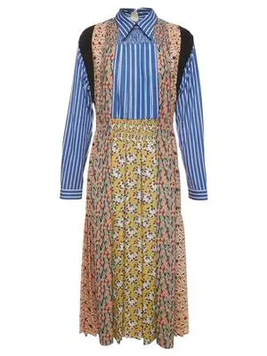 Prada Printed Long-sleeve Midi Dress - Blue