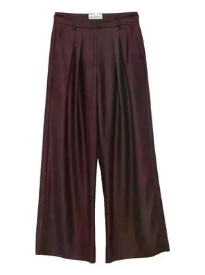 Eric Bompard Pleated Twill Palazzo Pants - Brown