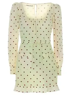 Alessandra Rich Polka-dot Ruffled Mini Dress - Neutrals