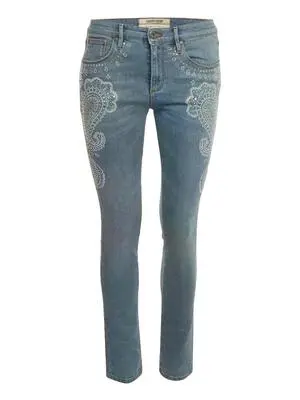 Roberto Cavalli Paisley Crystal-embellished Jeans - Blue