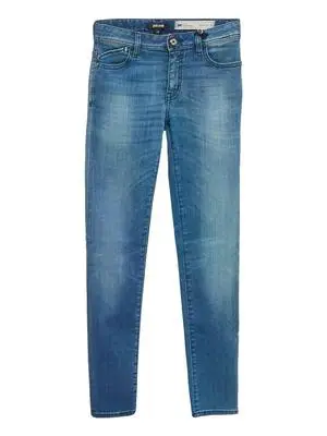 Just Cavalli Faded Effect Skinny Leg Jeans With Floral Embroidery - Blue
