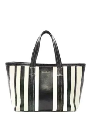 Balenciaga 2000s Barbes Striped Tote Bag - Black