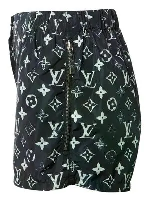LOUIS VUITTON Monogram Print Zip-fastening Shorts - Black