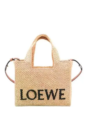 Loewe Raffia Font Tote Satchel - Neutrals