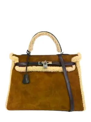 Hermès Shearling-trimmed Two-way Handbag - Brown