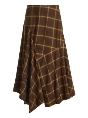 CO Asymmetrical Plaid Full Skirt