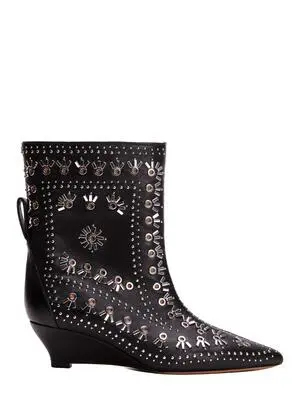 ODISSI Gemma D Studded Leather Ankle Boots - Black