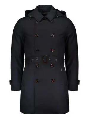 MOORER Belted Hooded Jacket - Blue