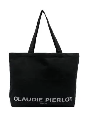 Claudie Pierlot Cotton Tote Bag With Logo Print - Black