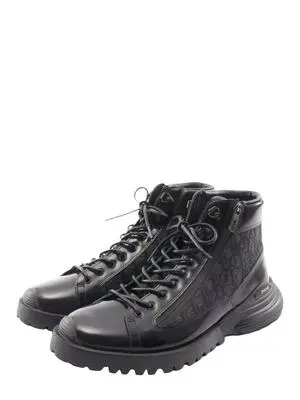 Dior Oblique Canvas Combat Boots - Black