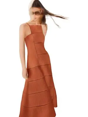 Alexis Adine Linen-silk Midi Dress - Brown