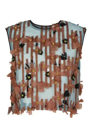 Rachel Comey Yana Embellished Sleeveless Cropped Top - Blue