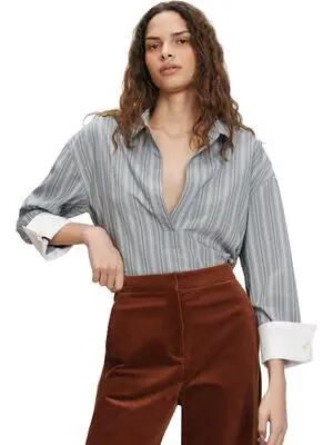 Veronica Beard Draymond Striped Shirt - Blue River Multi