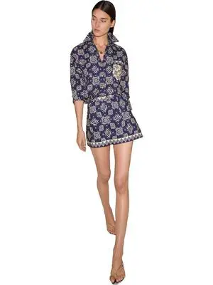 Alexis Mathieu Cotton Shirt With Geometric Print - Navy
