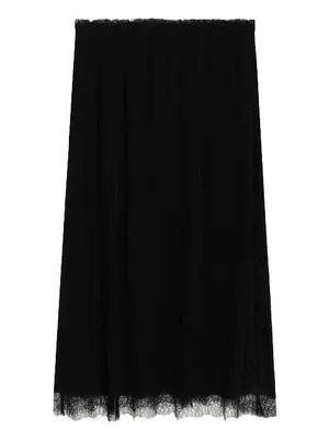 Zadig&Voltaire Jarvis Midi Skirt With Lace Detail - Black