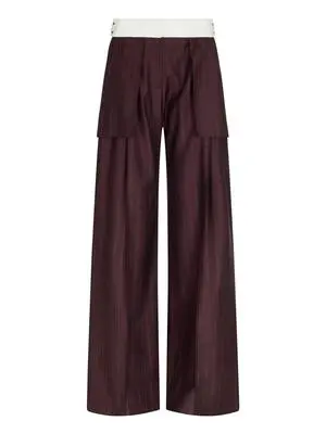 Serena Bute Wool Pinstripe Inside Out Trouser - Red