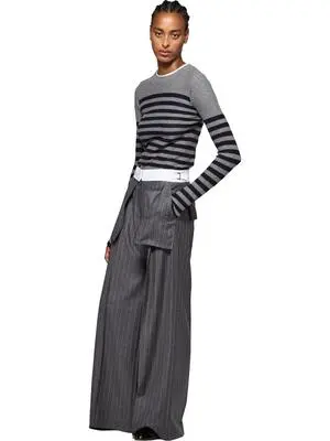 Serena Bute Wool Pinstripe Wide-leg Trousers - Grey