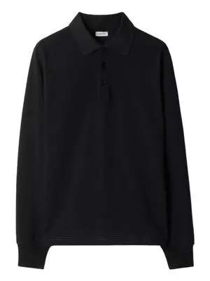 Burberry Long-sleeve Cotton Polo Shirt - Black