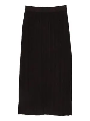 ALYSI Ribbed Knit Skirt With Vertical Stripes - Brown