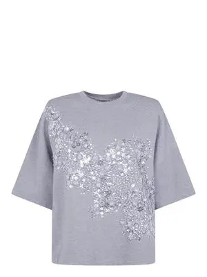 ESSENTIEL ANTWERP Essentiel Antwerp Crew Neck Top With Sequin Embellishments