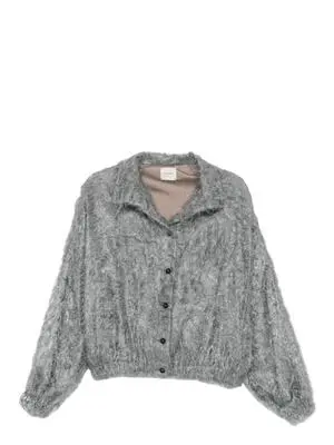 ALYSI Textured Button-front Jacket - Grey