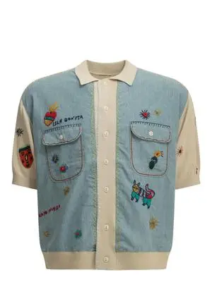Kapital Knit X Chambray Polo Shirt Isla Bonita' Casual Shirt - Beige