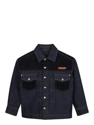 LANVIN Chevron Quilted Panelled Jacket - Indigo