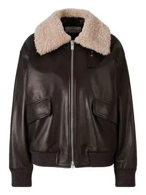 Peserico Zip-up Bomber Jacket With Plush Collar - Black