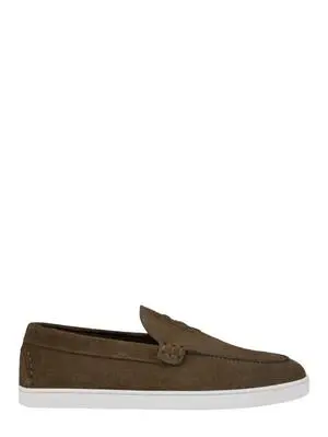 CHRISTIAN LOUBOUTIN Maison Suede Loafers With Embossed Logo And Rubber Sole - Green