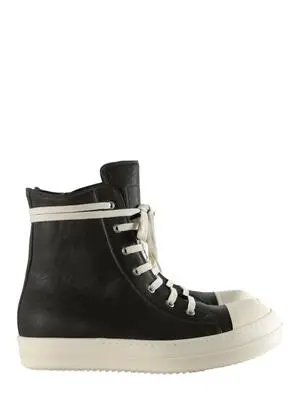 Rick Owens Rick Owens Round-Toe High-Top Lace-Up Casuals Black